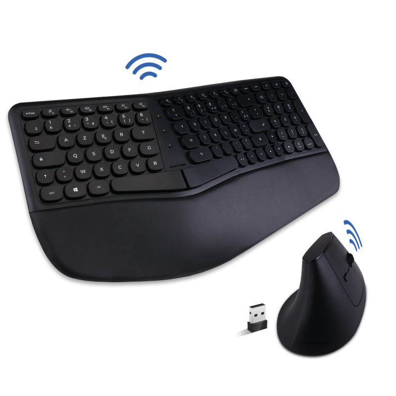 Advance - Smartergo Wireless - Pack clavier et souris ergonomiques san